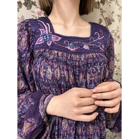 Phool | Dresses | Rare Vtg Phool 7s Purple Beads Retro Puff Sleeves ...